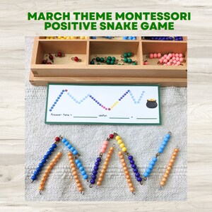 Montessori Positive Snake Game Cards | Montessori Math | St. Patrick's ...