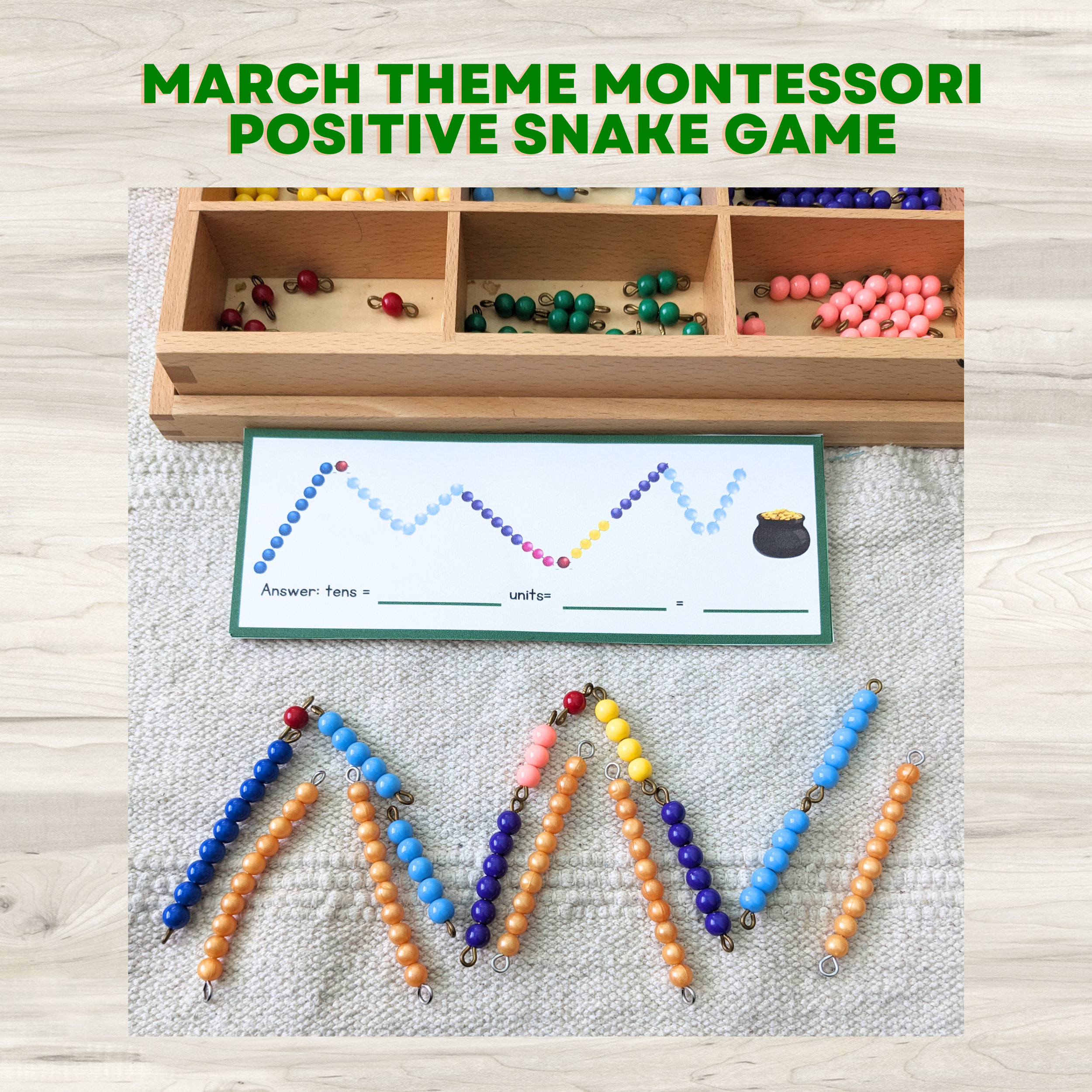 Montessori Positive Snake Game Cards Montessori Math St. Patrick's ...