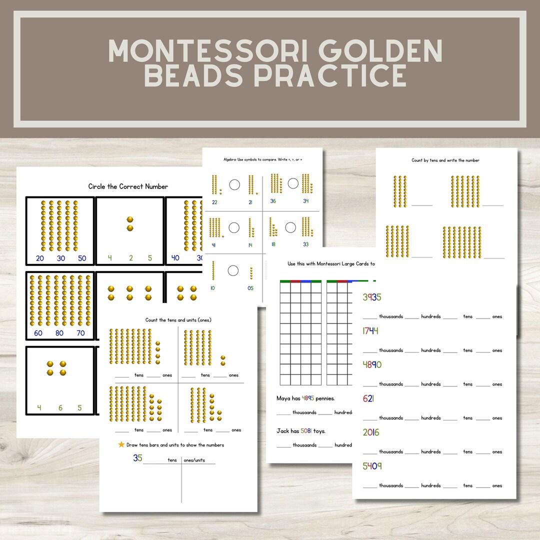 Montessori Golden Beads Printable | Hands-on Math Materials ...