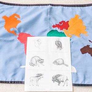 Embroidered Montessori World Map Mat World Map Montessori World Map Mat ...