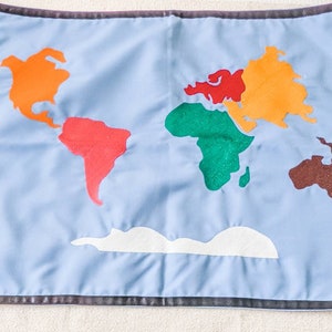Embroidered Montessori World Map Mat World Map Montessori World Map Mat ...