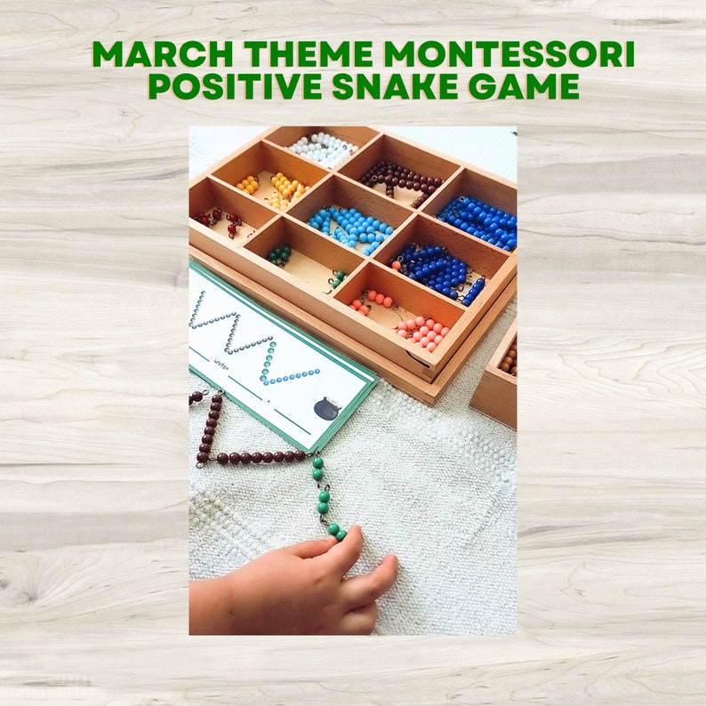 Montessori Positive Snake Game Cards | Montessori Math | St. Patrick's ...