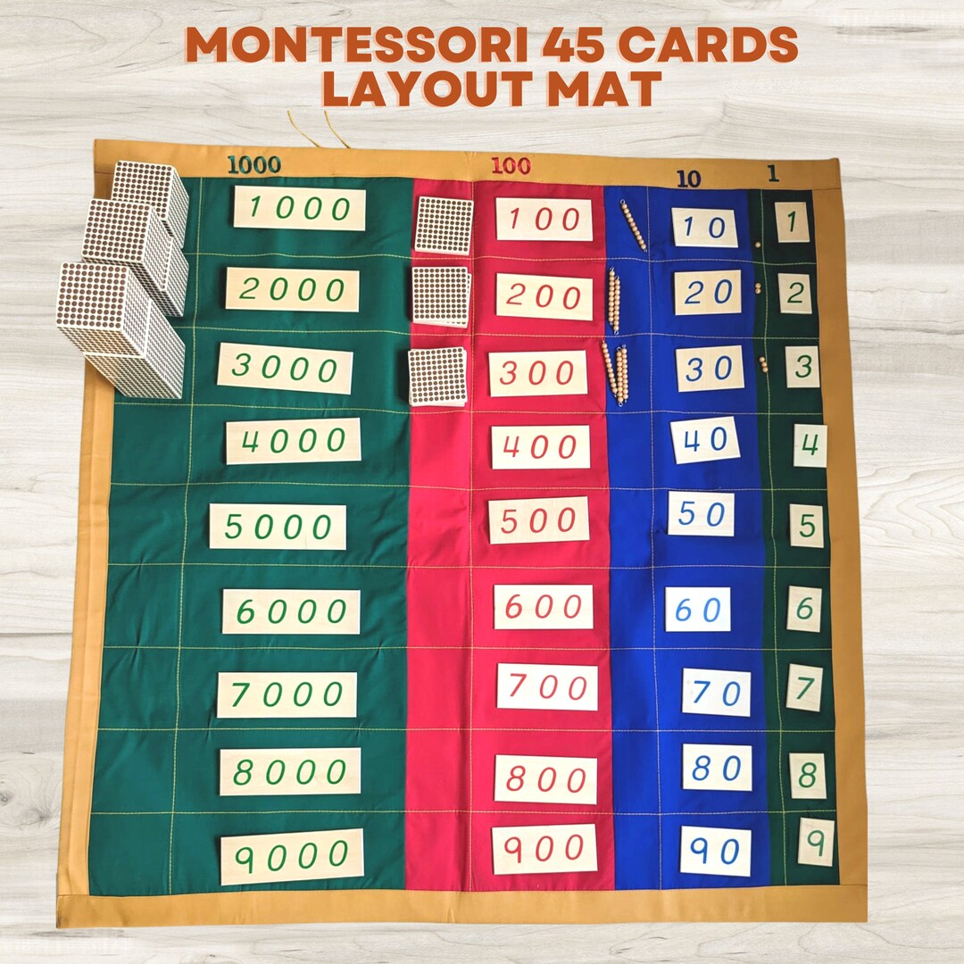 Montessori 45 Cards Layout Mat Montessori Place Value Mat Montessori ...