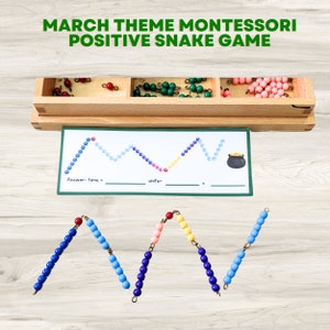 Montessori Positive Snake Game Cards | Montessori Math | St. Patrick's ...