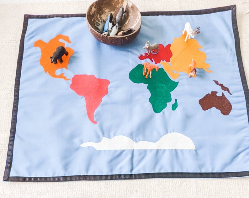 Embroidered Montessori World Map Mat. World Map. Montessori - Etsy