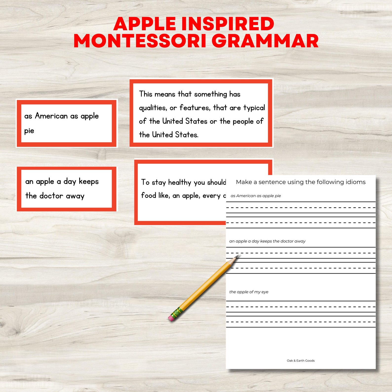 Montessori Grammar Activities | Apple Inspired Grammar Activities ...