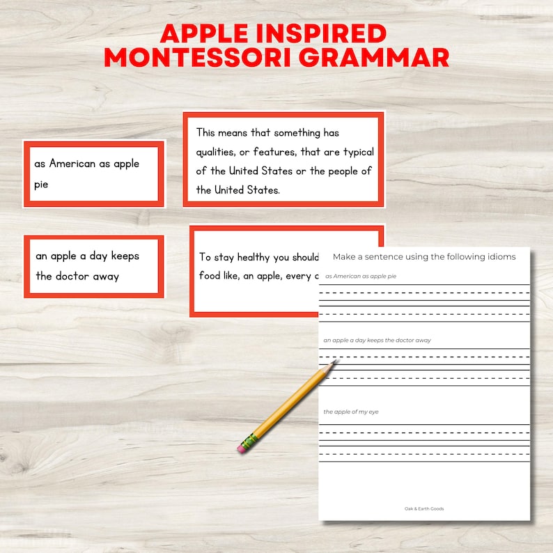 Montessori Grammar Activities | Apple Inspired Grammar Activities ...