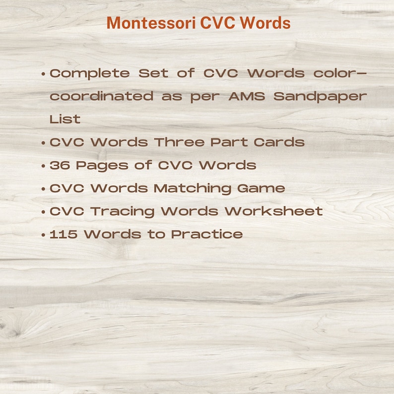 Montessori CVC Words | Complete CVC Words List | Montessori Three Part ...