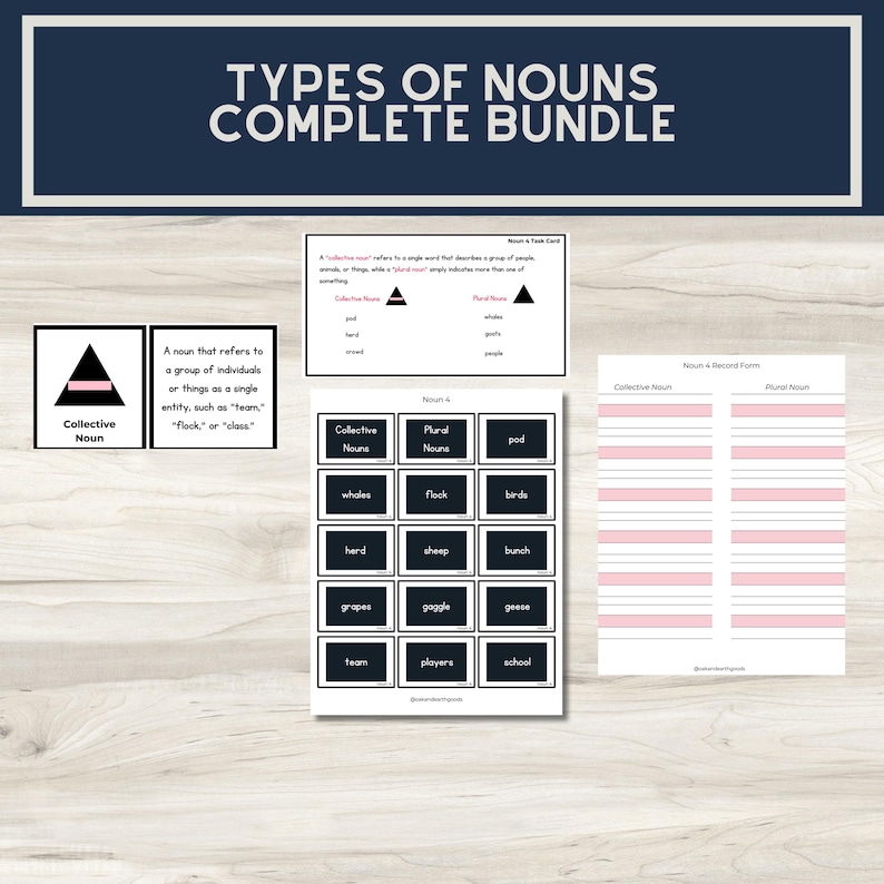 Montessori Types of Nouns Complete Bundle | Types of Nouns Sorting ...