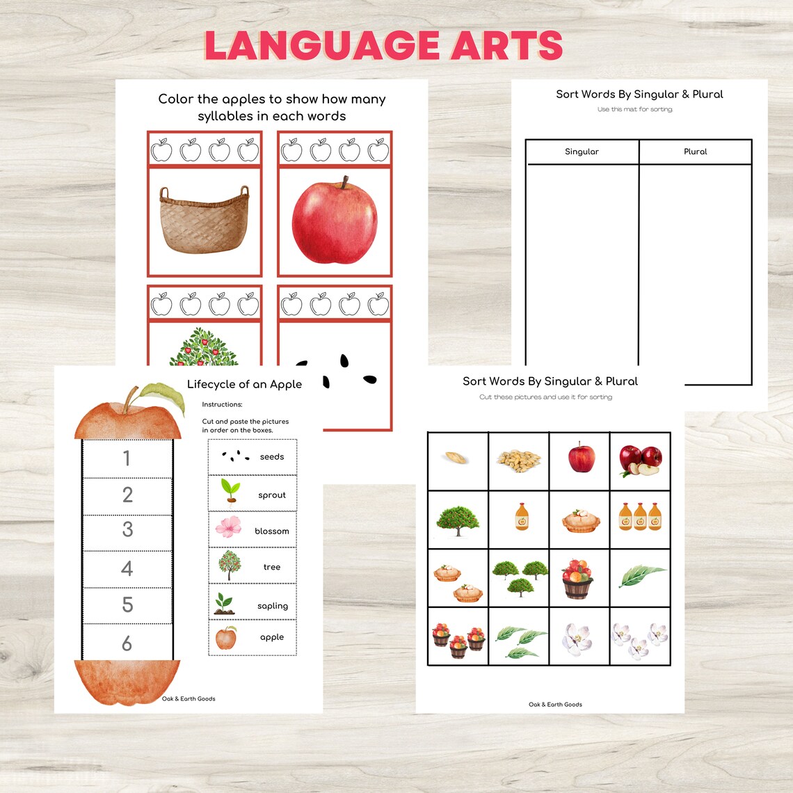 Apple Theme Preschool Printables Montessori Printables - Etsy