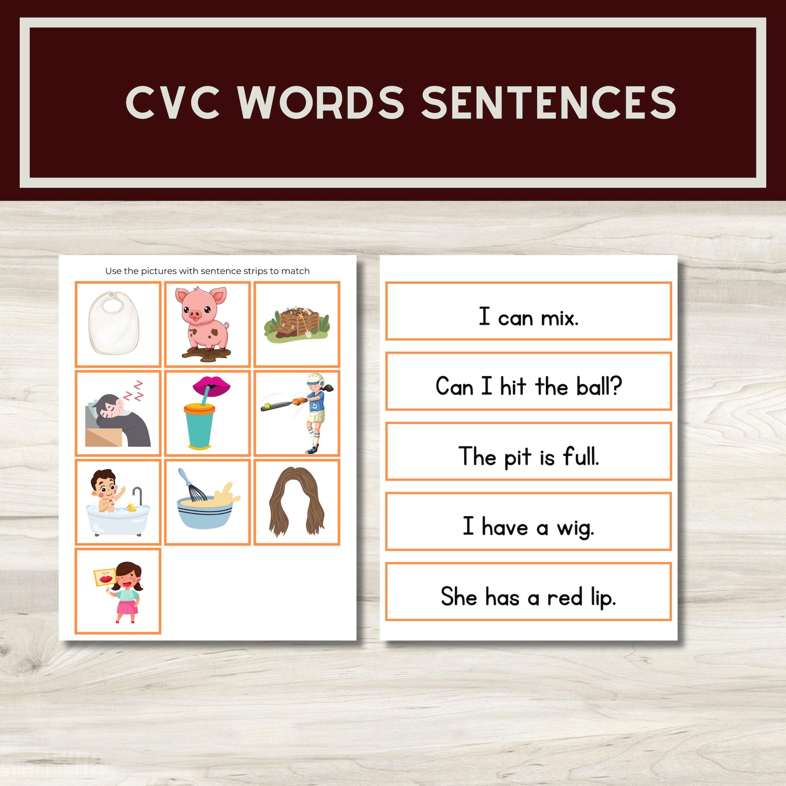 Digital Download Montessori CVC Words Sentences | Color Coordinated ...