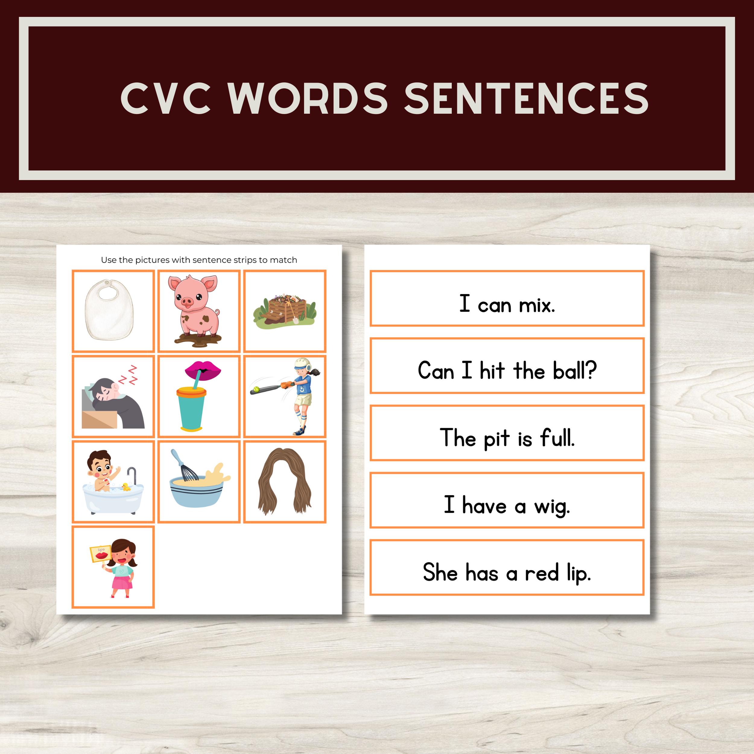 Digital Download Montessori CVC Words Sentences | Color Coordinated ...