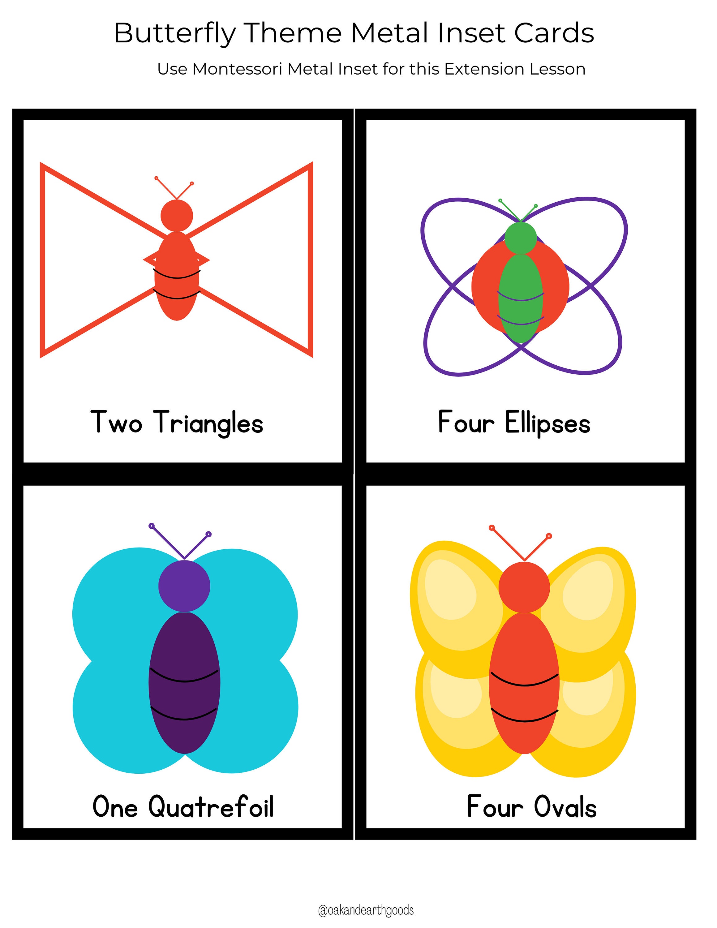 Montessori Metal Inset Extension Cards Butterfly Theme Shapes Make ...