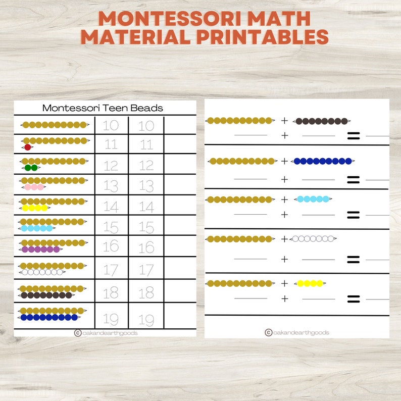 Montessori Math Printables. Montessori Beads. Montessori Math - Etsy