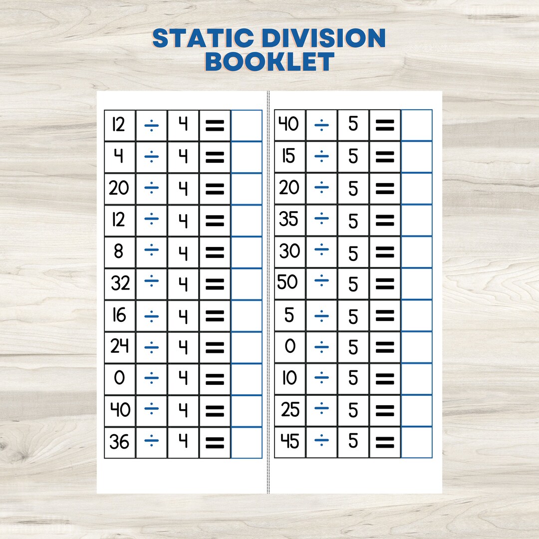 Static Division Booklet | Montessori Division Book | Montessori Math ...