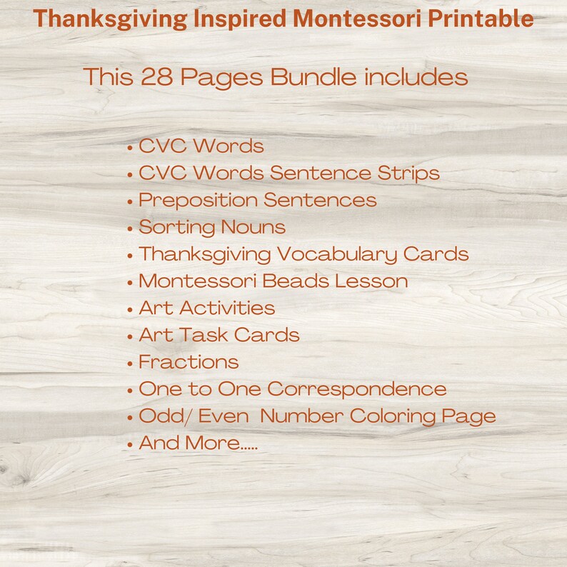 Montessori Thanksgiving Printable | Montessori Three Part Cards | Parts ...