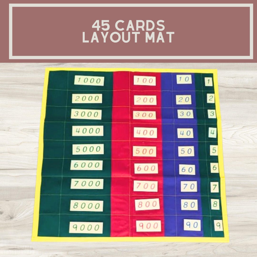 Montessori 45 Cards Layout Mat | Montessori Place Value Mat ...