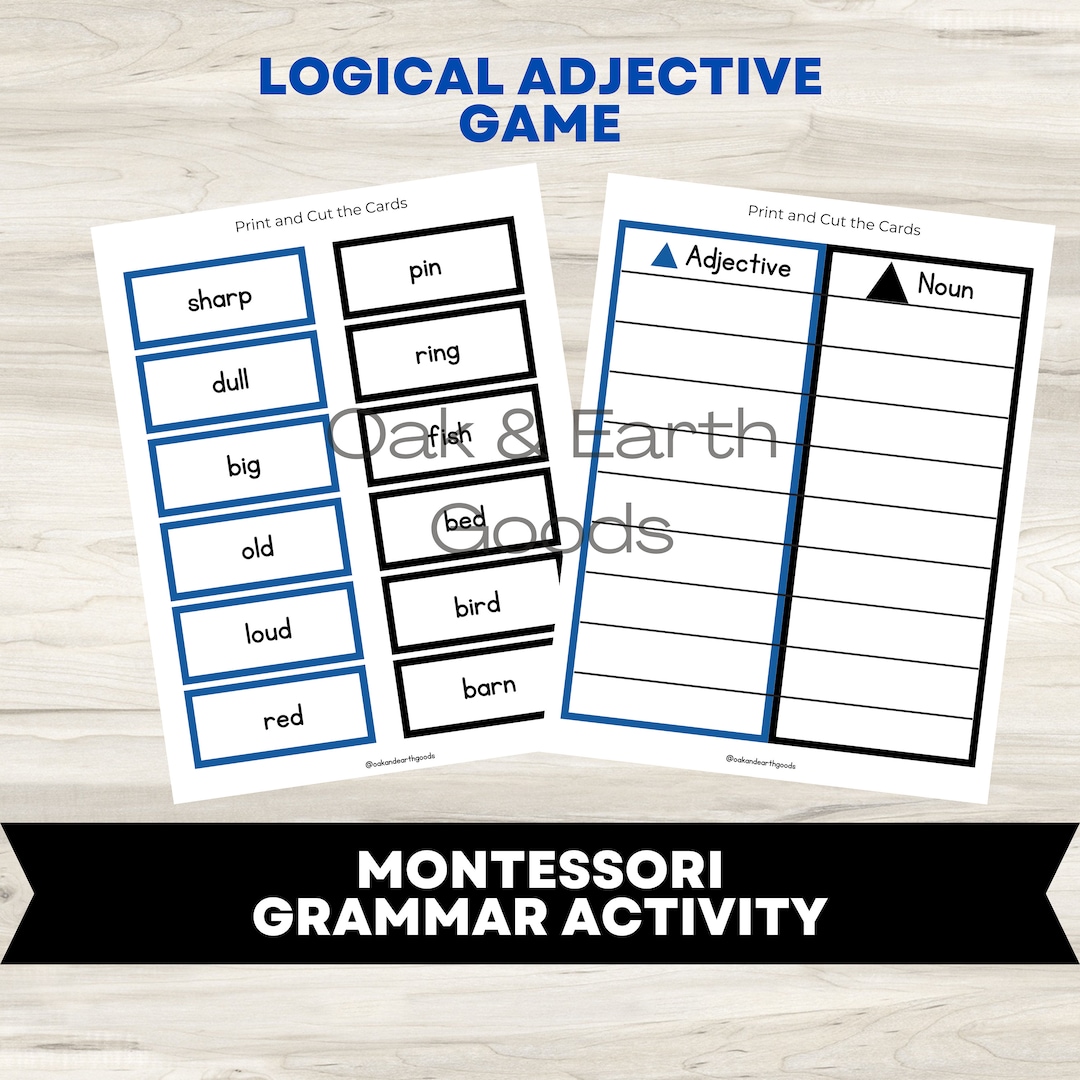 Montessori Logical Adjective Game | Adjective Lesson for Kids ...