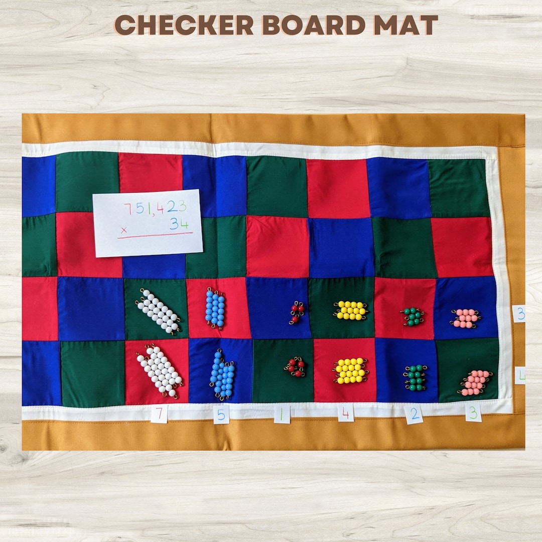 Montessori Checkerboard Mat | Long Multiplication Mat | Fabric Math Mat ...