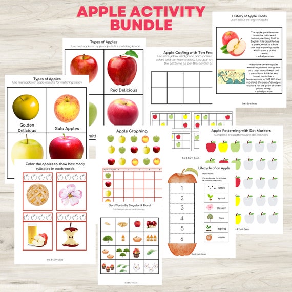 Apple Theme Preschool Printables Montessori Printables - Etsy