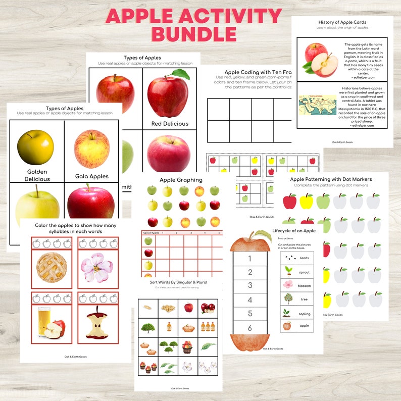 Apple Theme Preschool Printables | Montessori Printables | Montessori ...