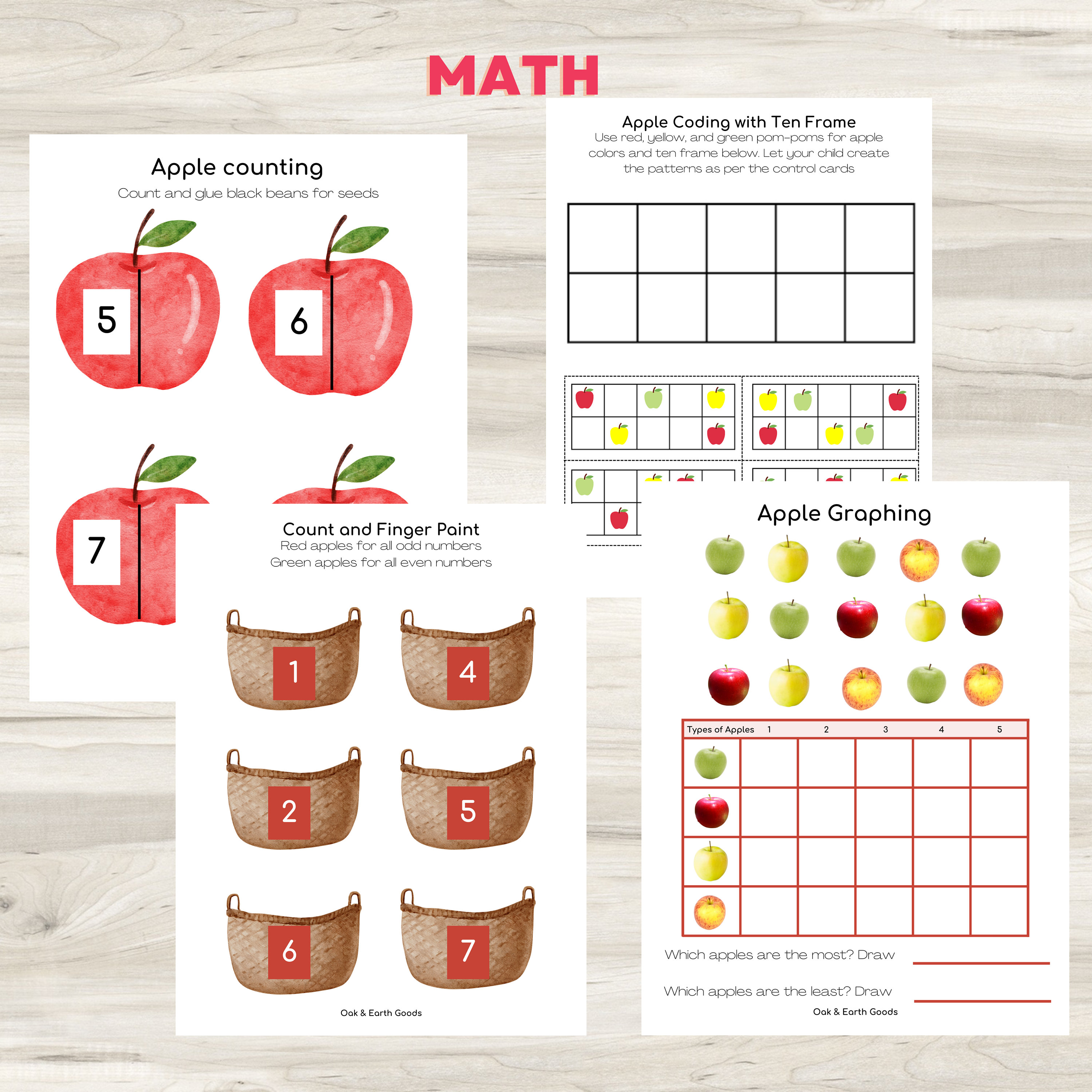 Apple Theme Preschool Printables | Montessori Printables | Montessori ...