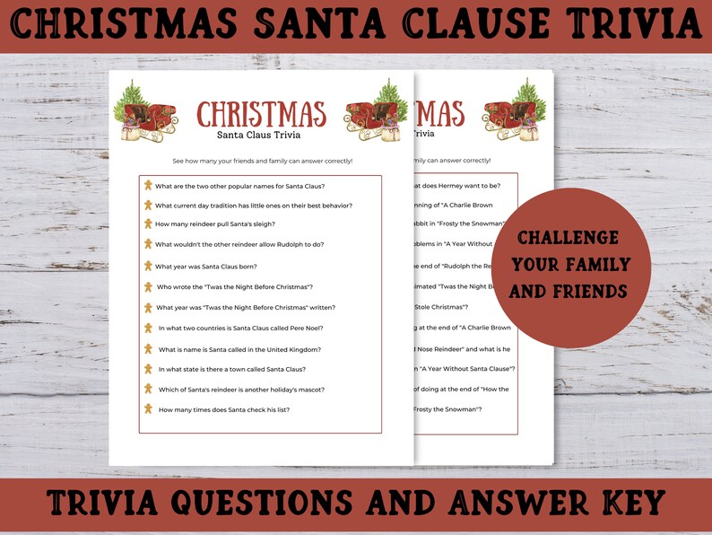 Christmas Trivia Party Game, Classroom Christmas Activity, Santa Claus ...