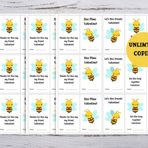 Printable Bee Classroom Valentine's Day Cards, Printable Valentines for ...