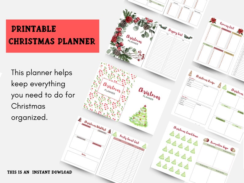 Printable Christmas Planner, Holiday Organizer, Fillable Planner Pages ...