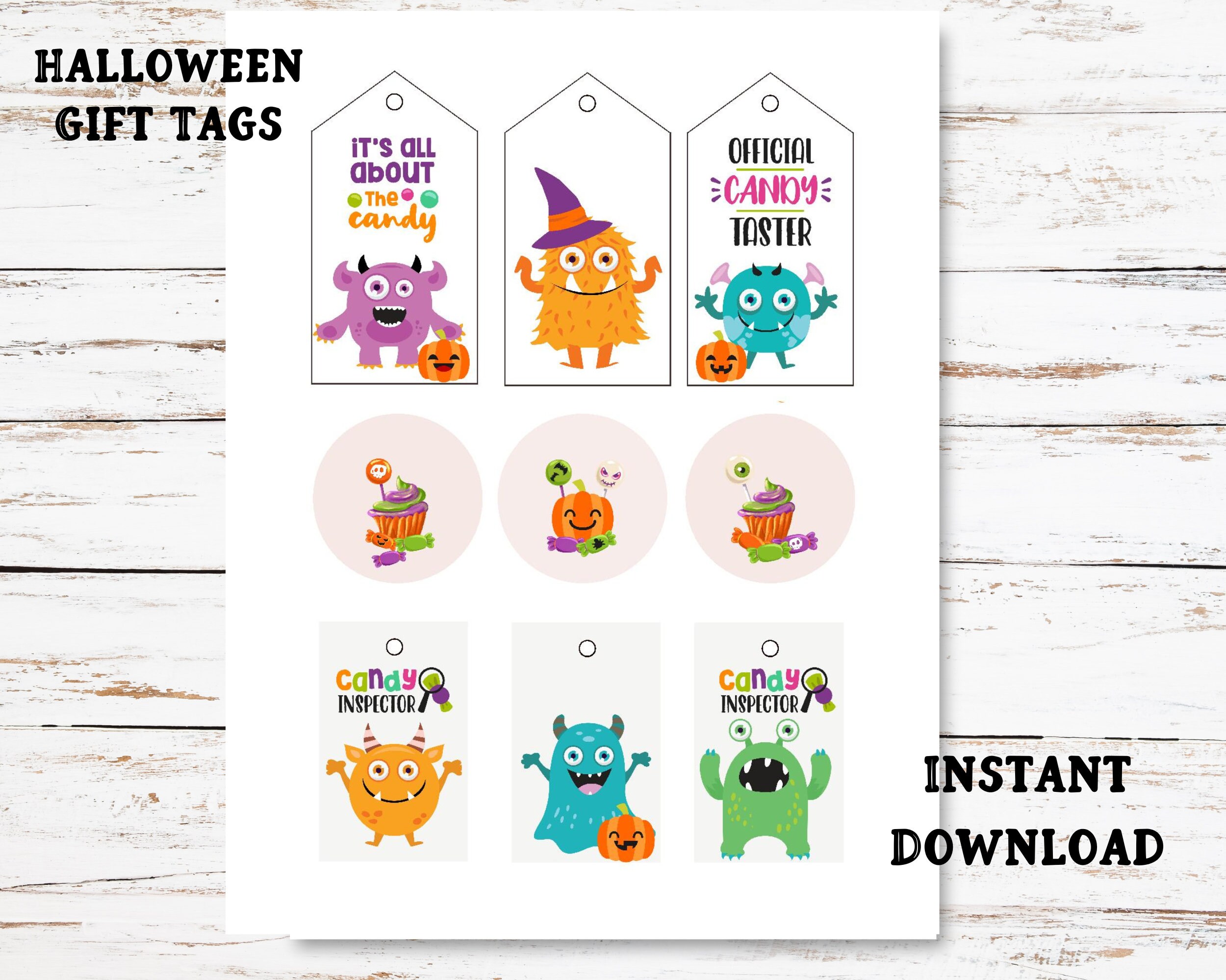 Halloween Gift Tags, Printable Party Favor Tags, Classroom Party Tags ...