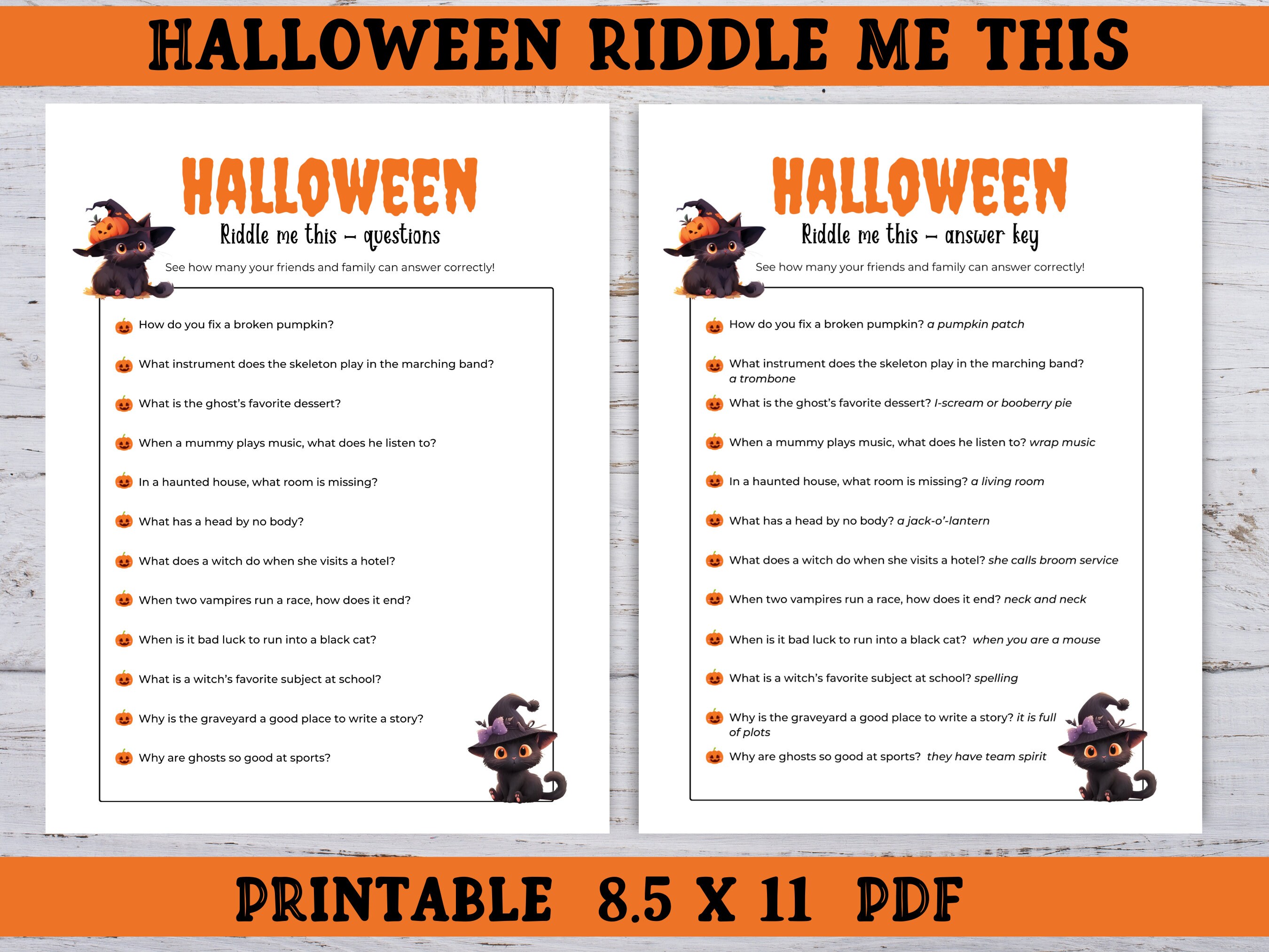 Halloween Riddle Me This, Halloween Party Game, Party Game for Kids ...