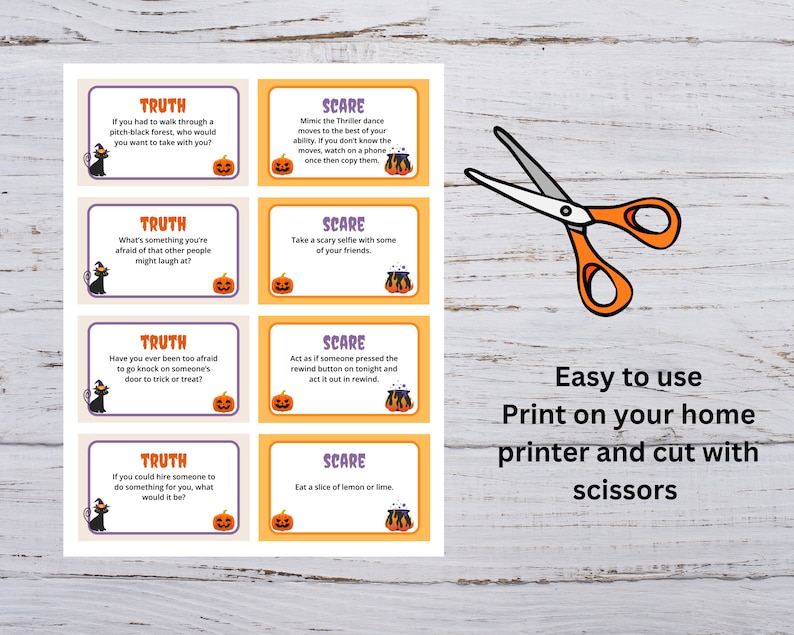 Halloween Printable Truth or Scare Party Game, Halloween Party Game for ...