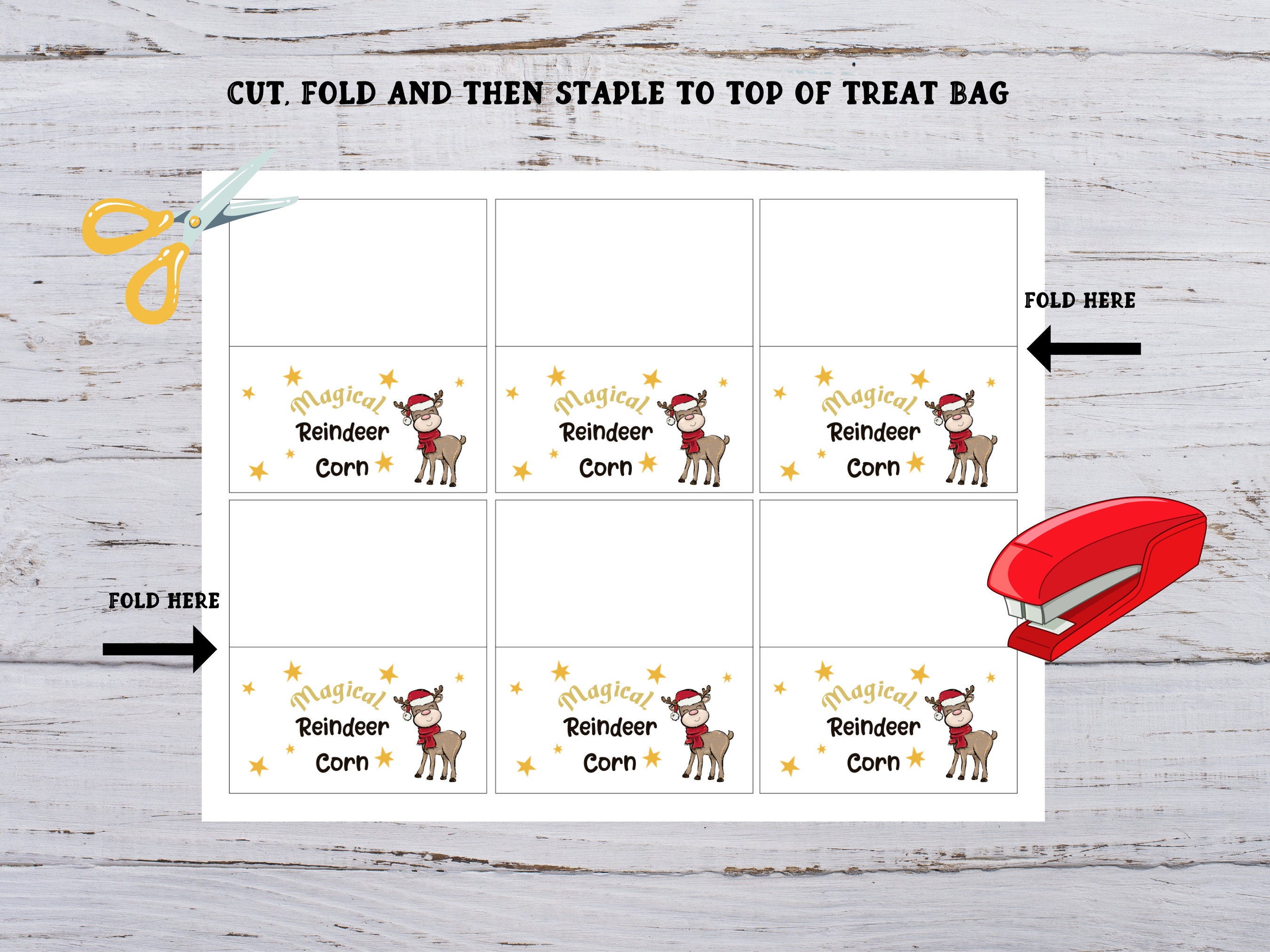 Printable Reindeer Treat Bag Toppers, Magical Reindeer Corn Christmas ...