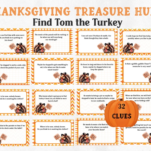 Thanksgiving Treasure Hunt Clues - Etsy
