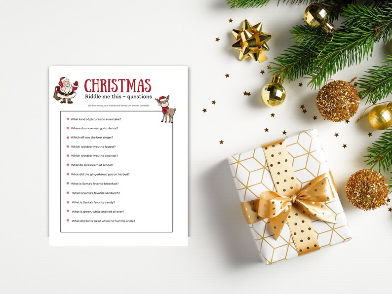 Christmas Riddle Me This Game, Printable Christmas Game for Kids ...