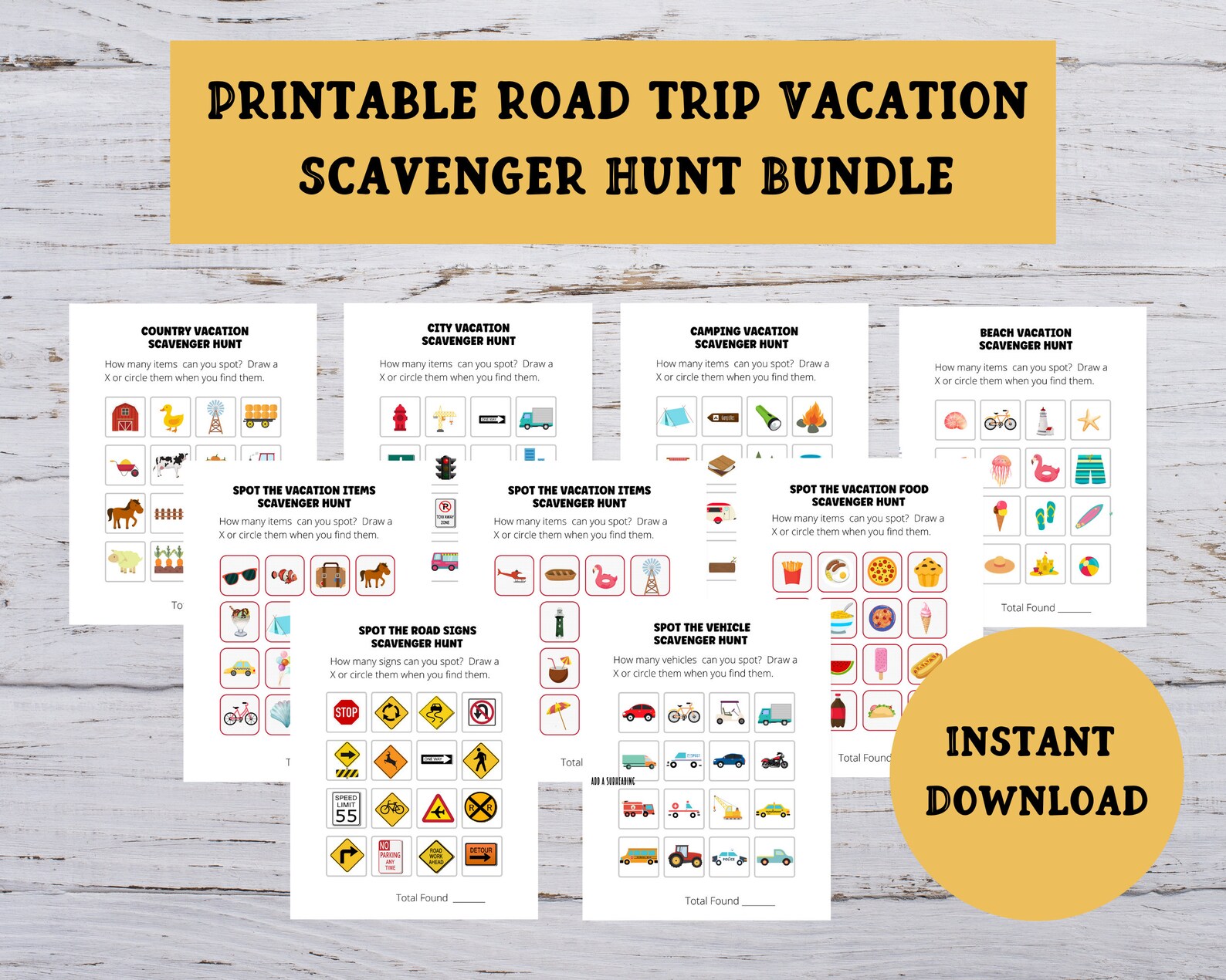 Printable Road Trip Vacation Scavenger Hunt Bundle Travel - Etsy