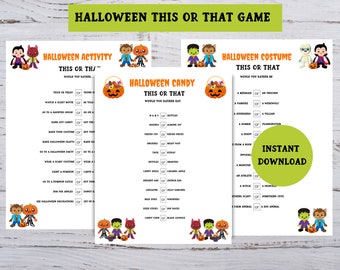 Halloween This or That Game for Kids, Halloween Party Game, Would You ...