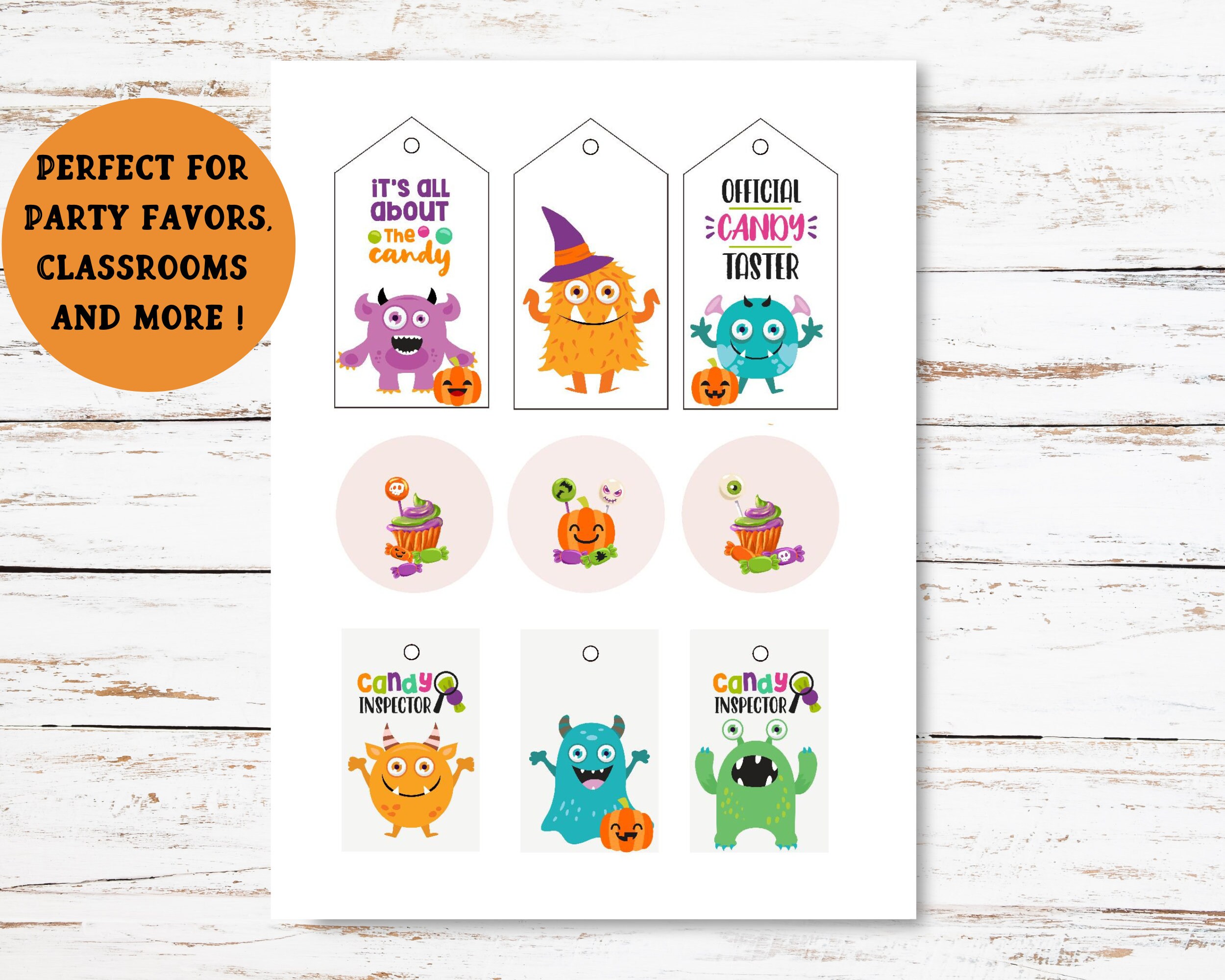 Halloween Gift Tags, Printable Party Favor Tags, Classroom Party Tags ...