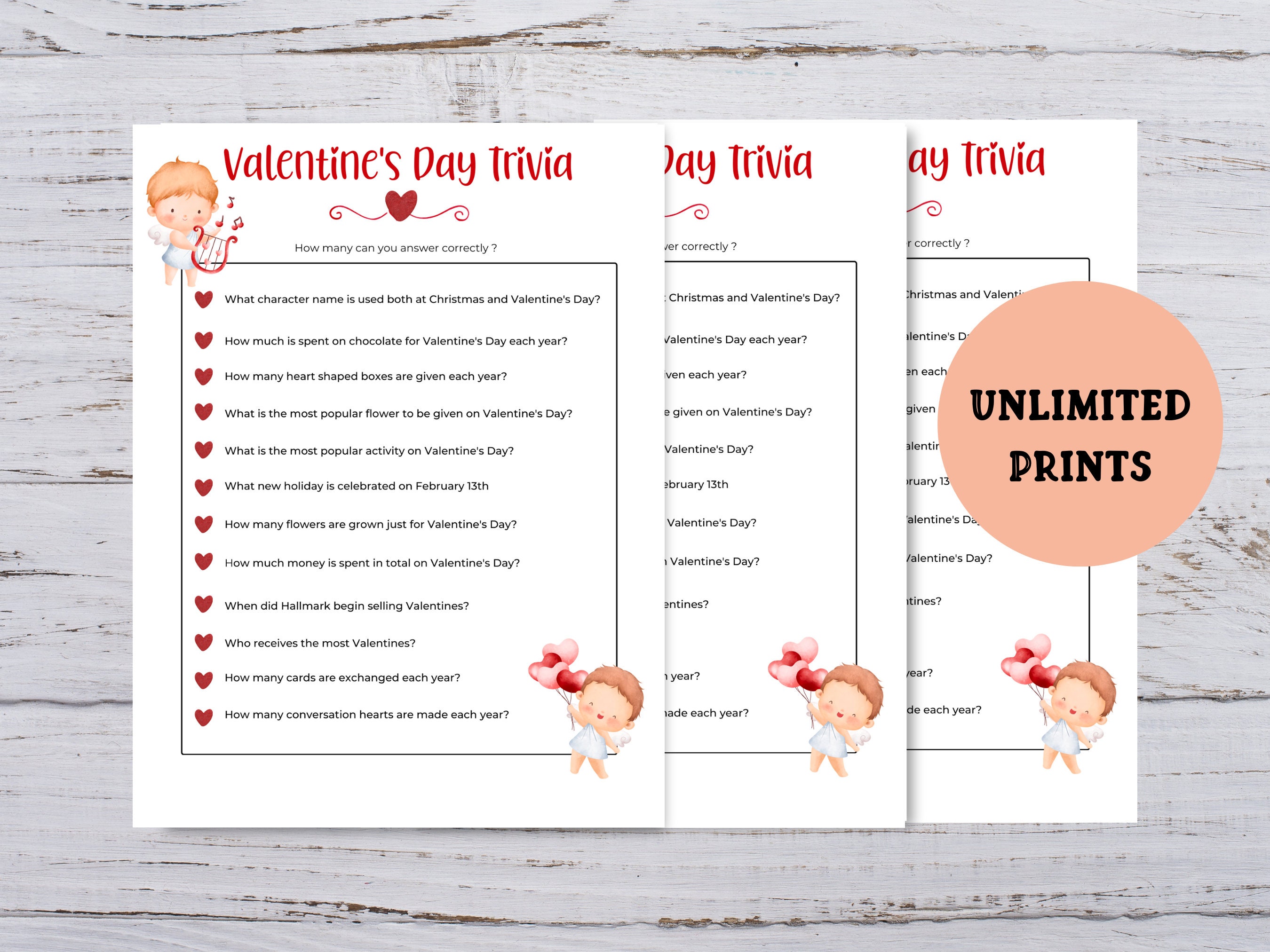 Valentine's Day Trivia Game, Printable Valentine's Day Game, Trivia ...