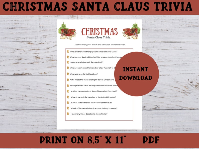 Christmas Trivia Party Game, Classroom Christmas Activity, Santa Claus ...
