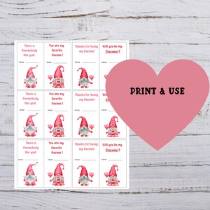 Printable Gnome Valentine Cards Printable Valentines for | Etsy
