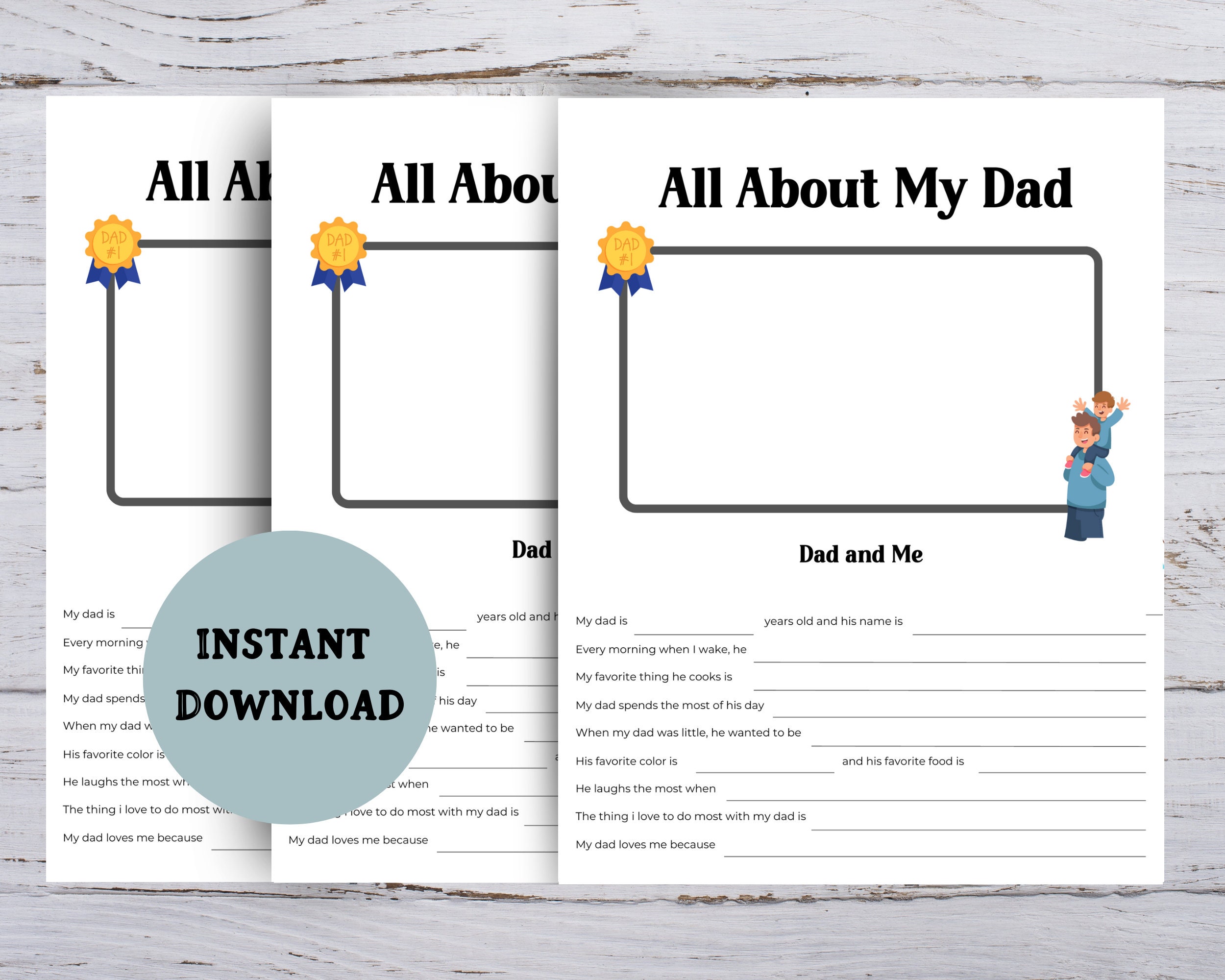 All About My Dad Questionnaire, Printable Father's Day Gift From Kids ...