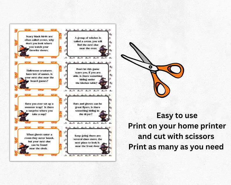 Halloween Indoor Treasure Hunt, Printable Scavenger Hunt, Treasure Hunt ...