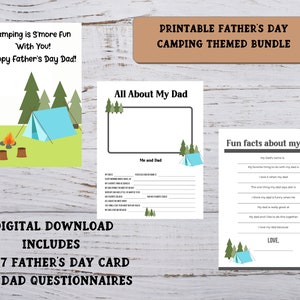 Father's Day Printable Card and Questionnaire Bundle, Instant Download ...