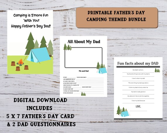 Father's Day Printable Card and Questionnaire Bundle | Etsy