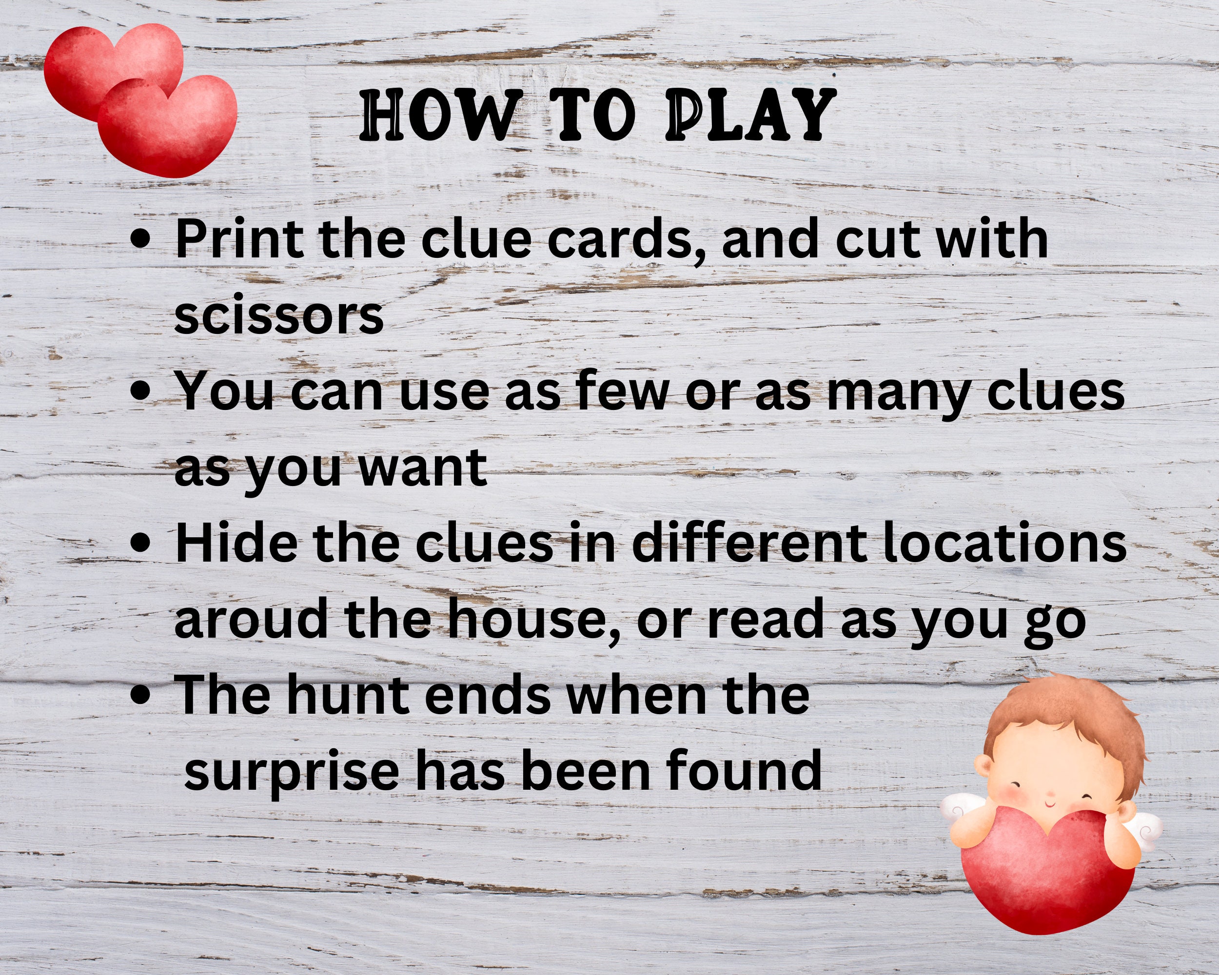 Valentines Day Scavenger Hunt Game, Indoor Treasure Hunt Clues ...