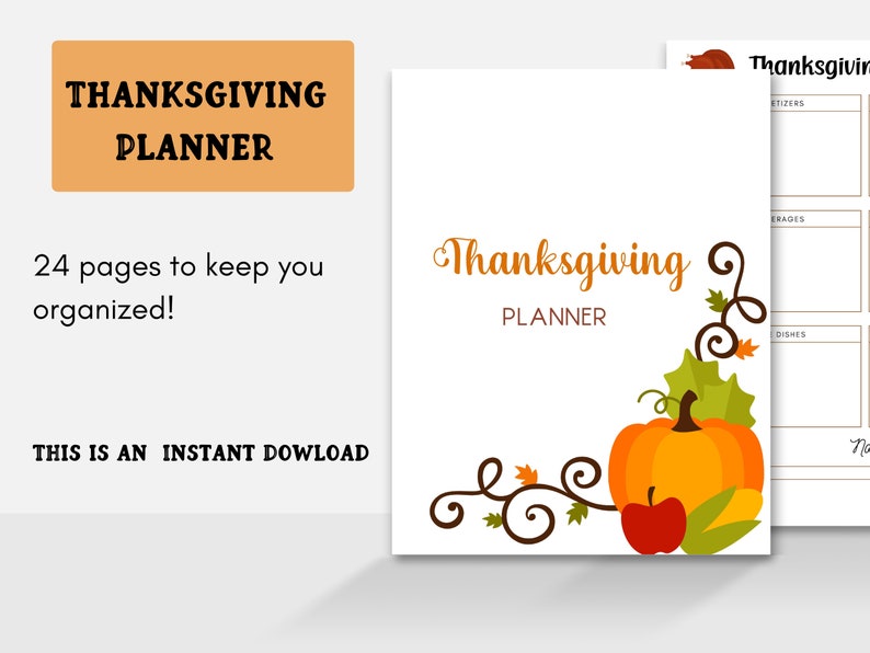 Printable Thanksgiving Planner, Holiday Planner, Thanksgiving Organizer ...