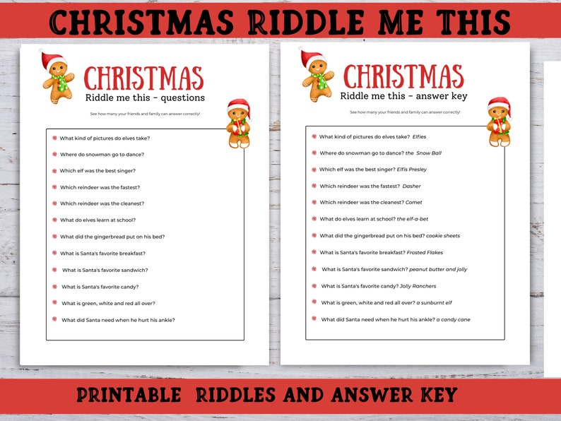 Christmas Riddle Me This Game, Printable Christmas Game for Kids ...