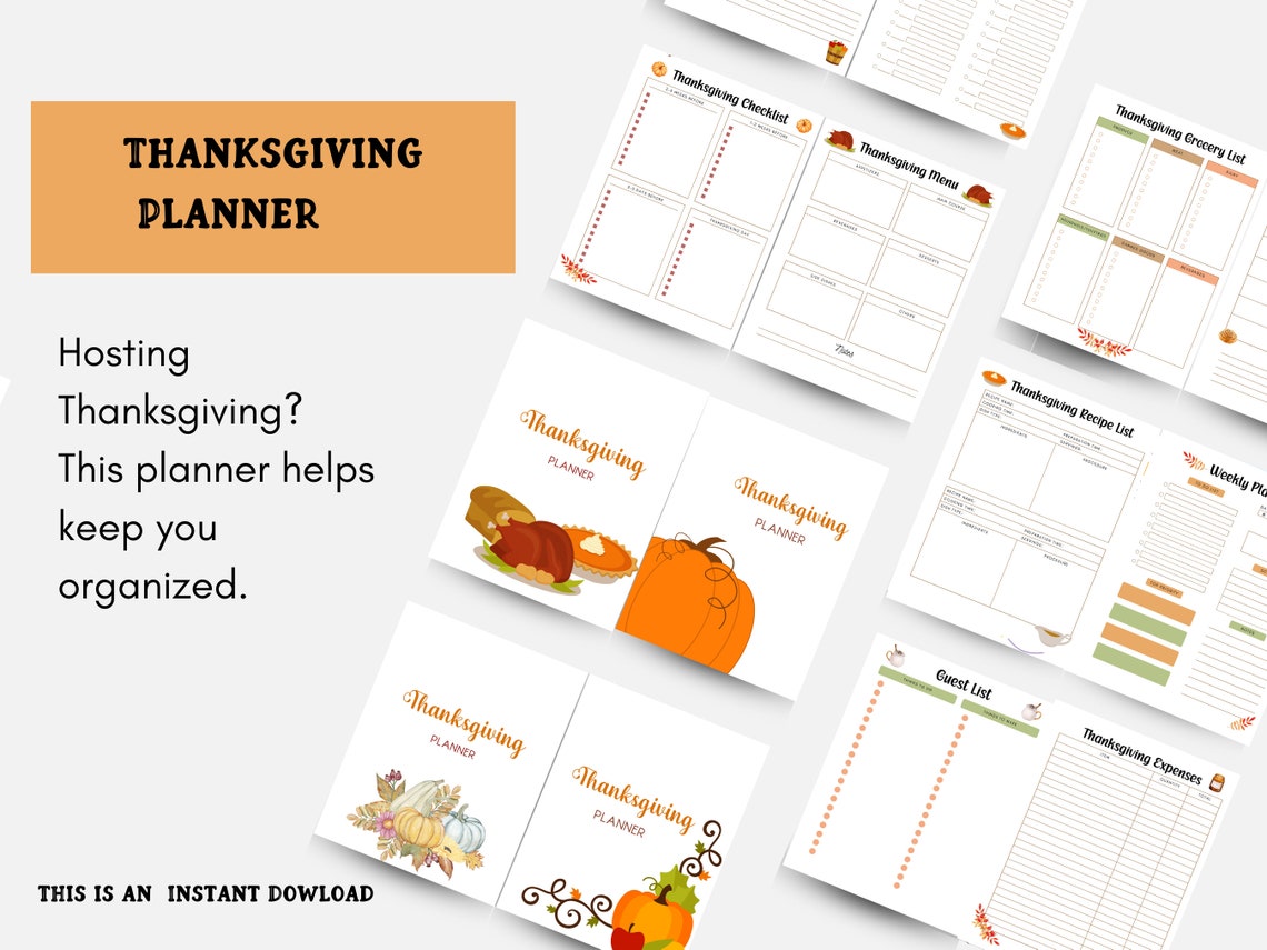 Printable Thanksgiving Planner, Holiday Planner, Thanksgiving Organizer ...