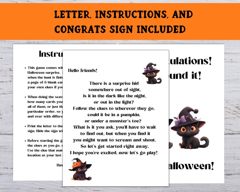 Halloween Indoor Treasure Hunt, Printable Scavenger Hunt, Treasure Hunt ...